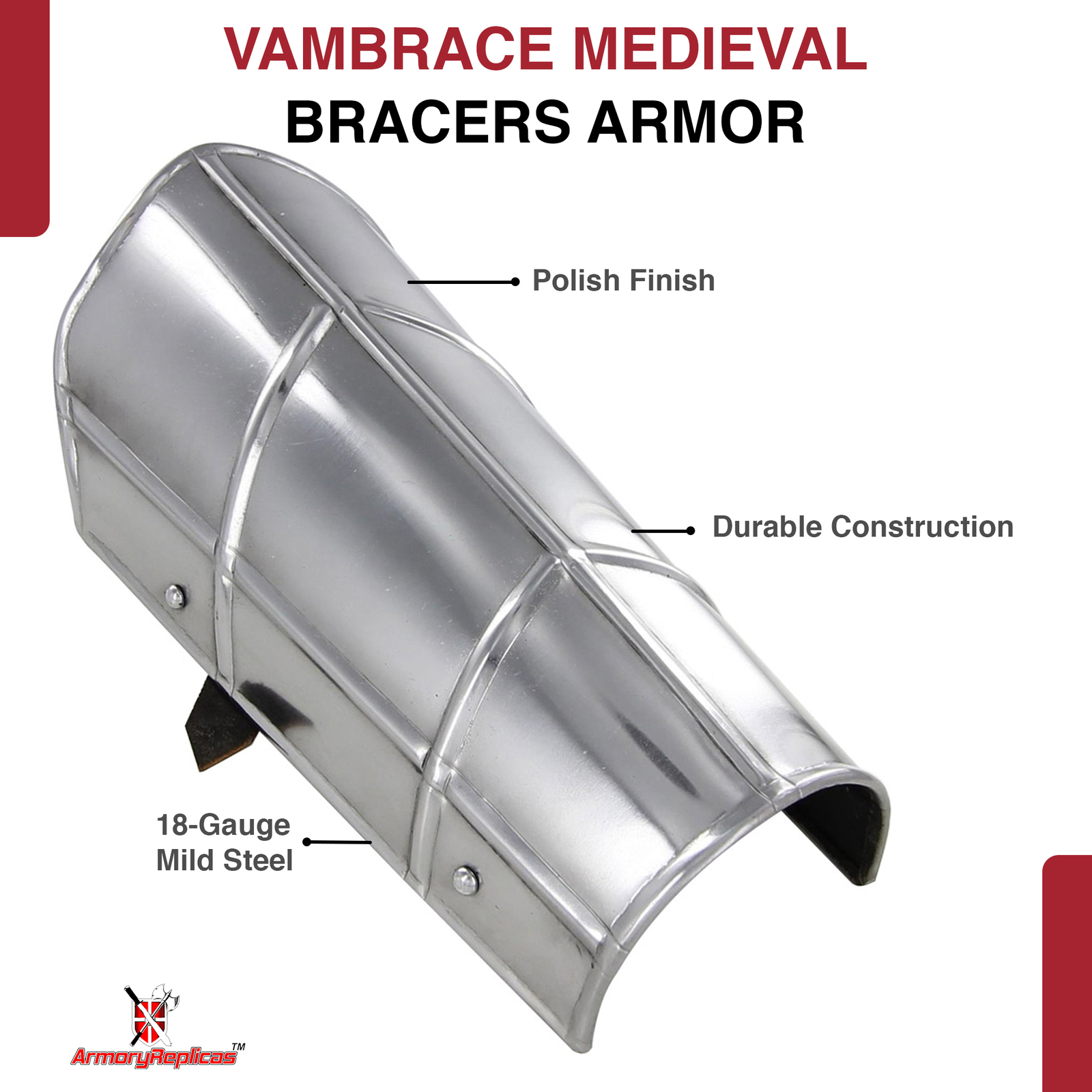 Medieval Bracers 18G Steel Vambrace Set | Siege Warfare Arm Armor for ...