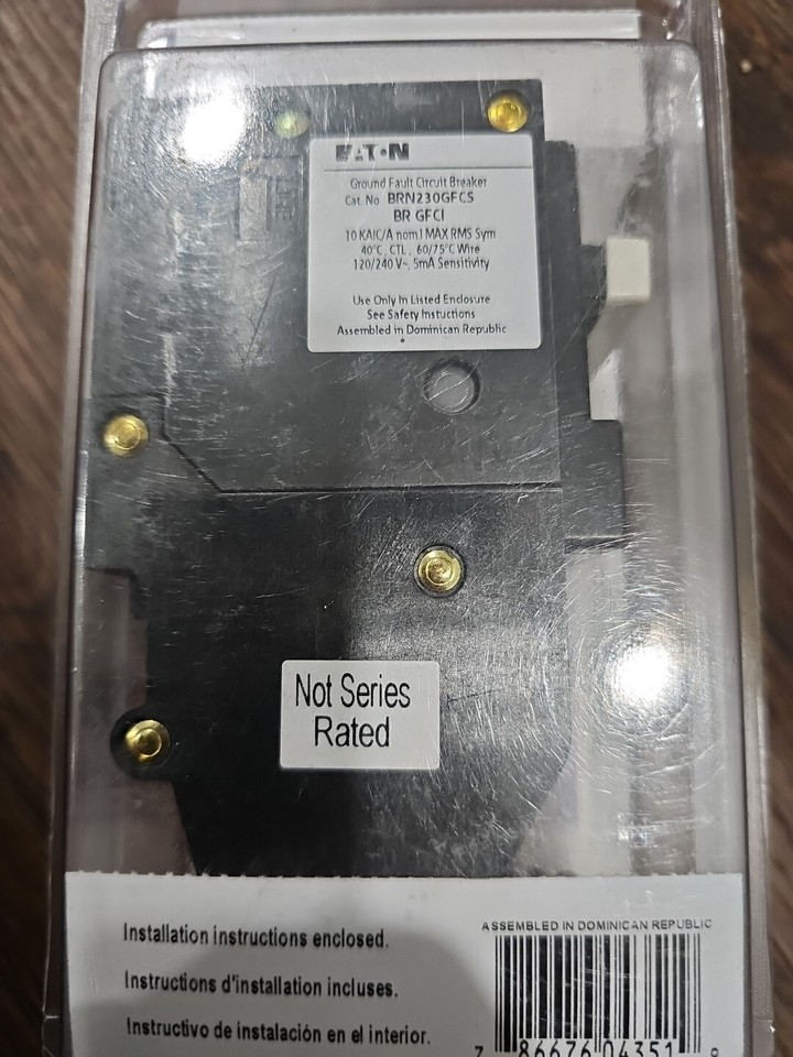 EATON BRN230GFCS 2 Pole 30A 120/240V Circuit Breaker GFCI Ground Fault ...