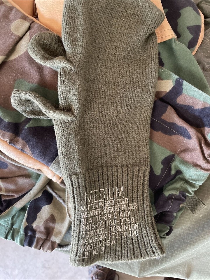 USGI Cold Weather Trigger Finger Mittens w/ Liners & Lanyard WOODLAND ...