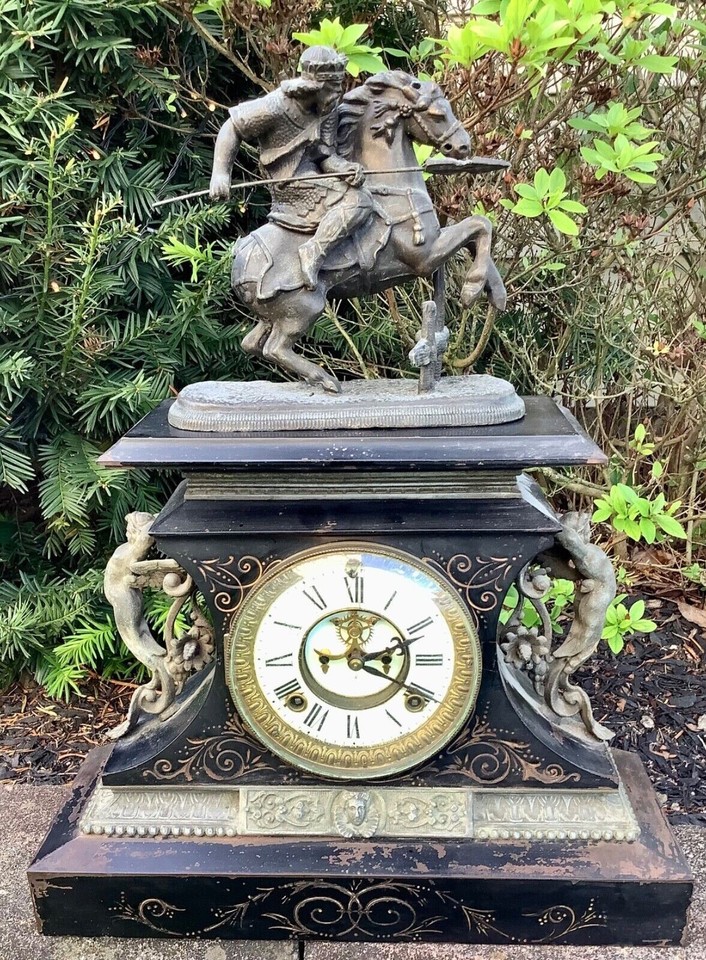 Antique Metal Gilbert Spelter Hannibal Warrior Statue 1891-Clock Topper ...