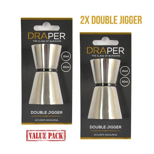 2X Double Jigger Cocktail Dual Spirit S/Steel Shot Measure Cup Bar ...