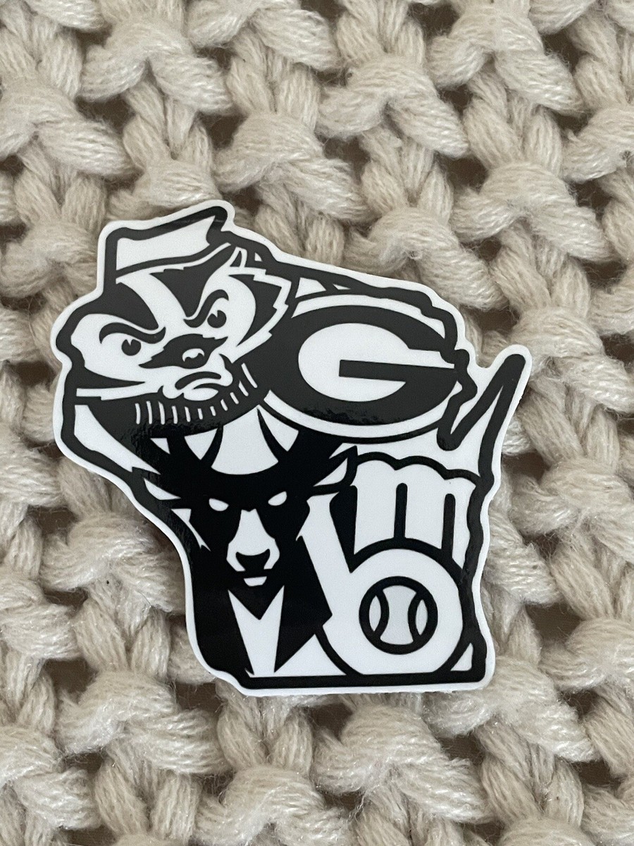 Brewer Badger Packer Logo Wisconsin Sports Mashup 4 Inch Sticker Decal