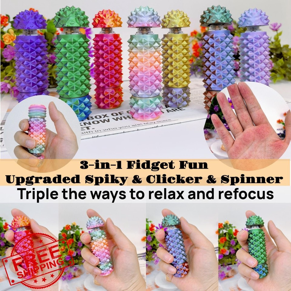 ZyCooom Spiky Fidget Roller Clicker Spinner Adults Toy Red | eBay