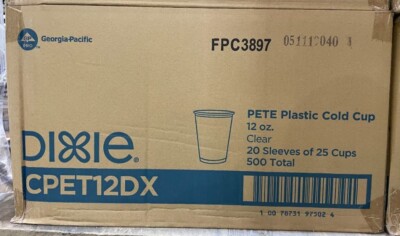Dixie Crystal Clear Plastic Cups, 12 oz - 25 cups (Pack of 20) / Case ...