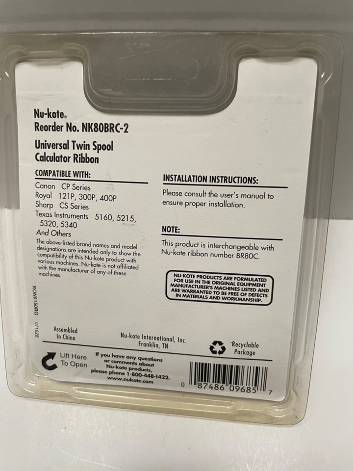Nu-kote Universal Twin Spool Calculator Ribbon CP Series Canon Texas ...