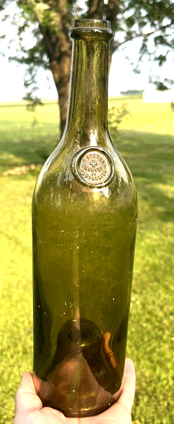 NICE OLIVE GREEN ABSINTHE BOTTLE BLOB SEAL E PERNOD COUVET 1890'S ERA ...