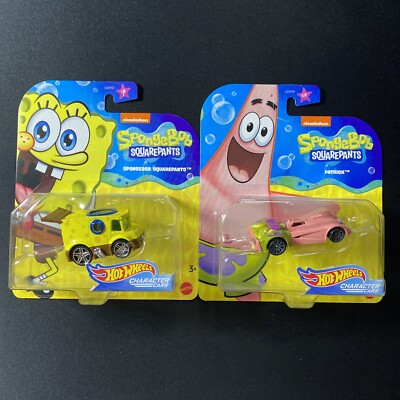 Hot Wheels Spongebob & Patrick 1:64 Diecast Character Cars Complete Set ...