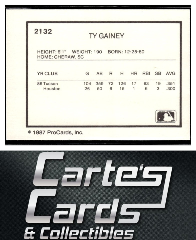 Ty Gainey 1987 ProCards #2132 Tucson Toros | eBay