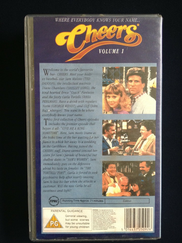 CHEERS ~ VOLUME 1 ~ TED DANSON ~ SHELLEY LONG ~ RHEA PERLMAN ~ PAL VHS ...