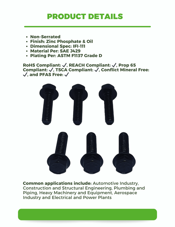 (100 Pcs) 5/16″-18x3/4″ Grade 8 Hex Flange Bolt (FT) Zinc Phos & Oil | eBay
