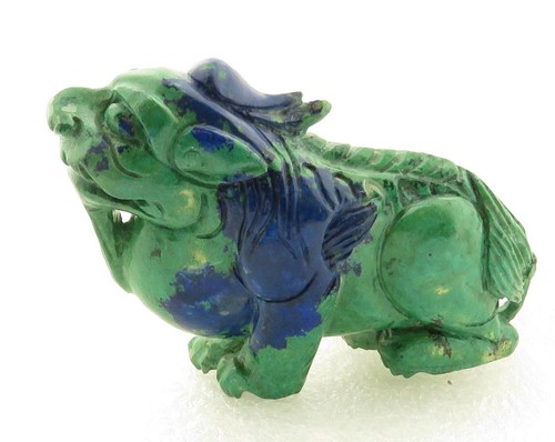 Vintage Chinese Hand Carved Azurite Malachite Mystical Beast Figurine ...