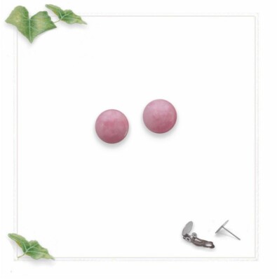 12mm Earrings Clip On or Pierced Post Studs - Round Light Pink Marble - Resin | eBay UK