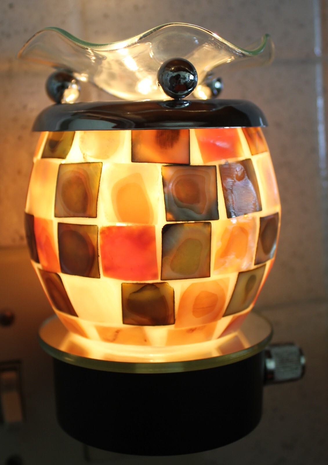 Aroma Mosaic Design Electric Oil Warmer Nightlight w/ Dimmer, Wall plug ...