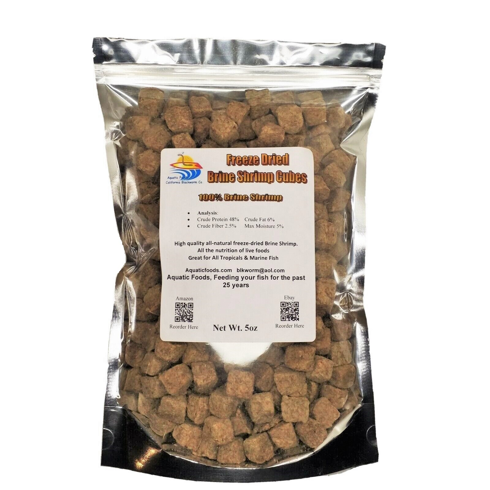 5oz Brine Shrimp Cubes--Freeze Dried Cubes for all Tropical Fish ...