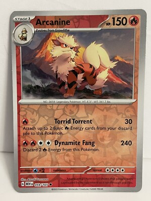 Arcanine 059/165 Pokemon 151 TCG Reverse Holo Rare NM | eBay