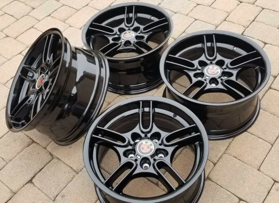 BMW E24 E28 M5 E39 OEM MPar 17" Staggered Style 66M Gloss Black Wheels ...