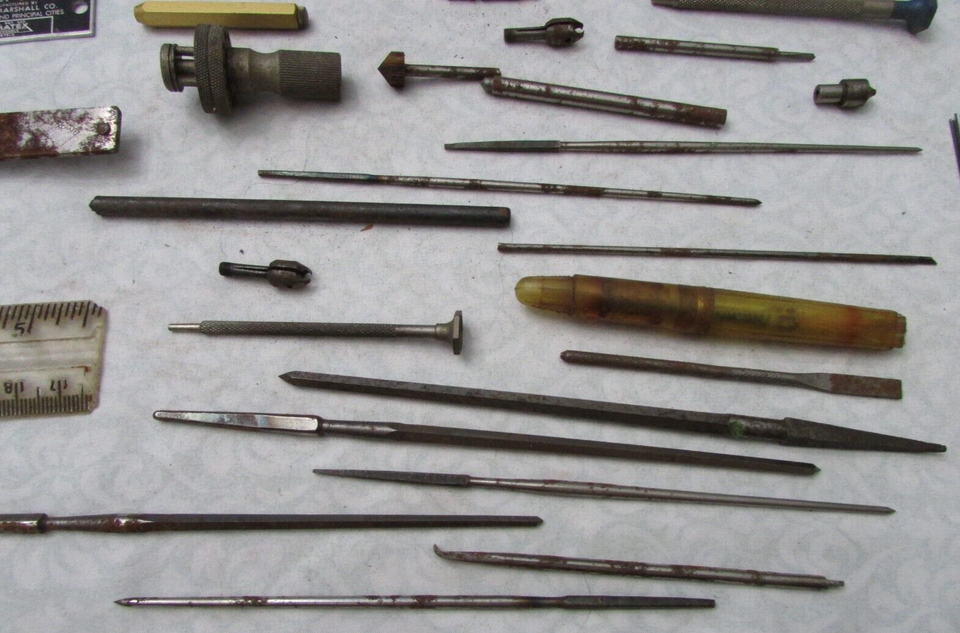 VINTAGE WATCH TOOLS LOT GUAGES BRUSHES PINS etc WATCH REPAIR TOOLS P&R ...