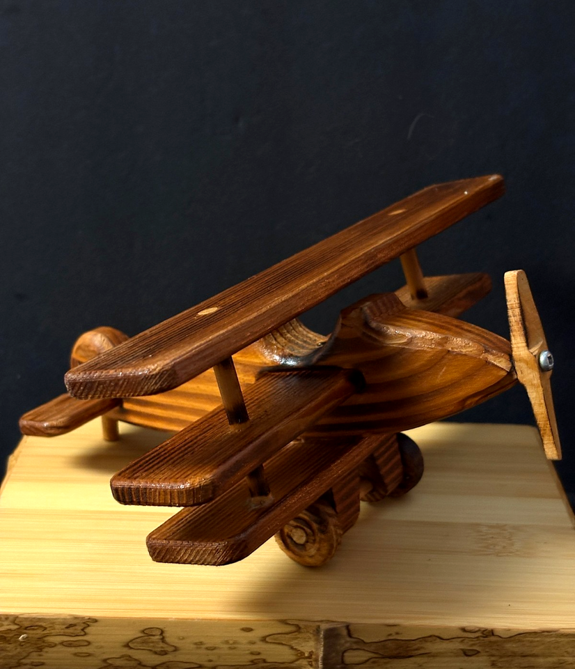 Collectible Handmade Wooden Bi-Plane Small Toy Plane 8" X 9" | eBay