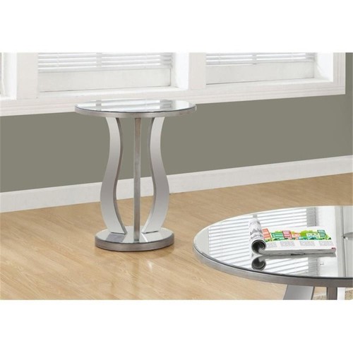 Pemberly Row Contemporary Metal and Glass End Table in Silver | eBay