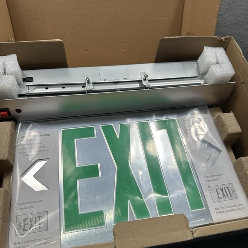 Lithonia Lighting EDGR-2-GMR-EL-M4 Green Exit Sign Brushed Aluminum 120 ...