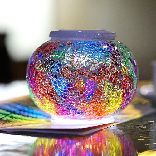 Color Changing Mosaic Solar Lights Multicolor Glass Globe LED Light ...