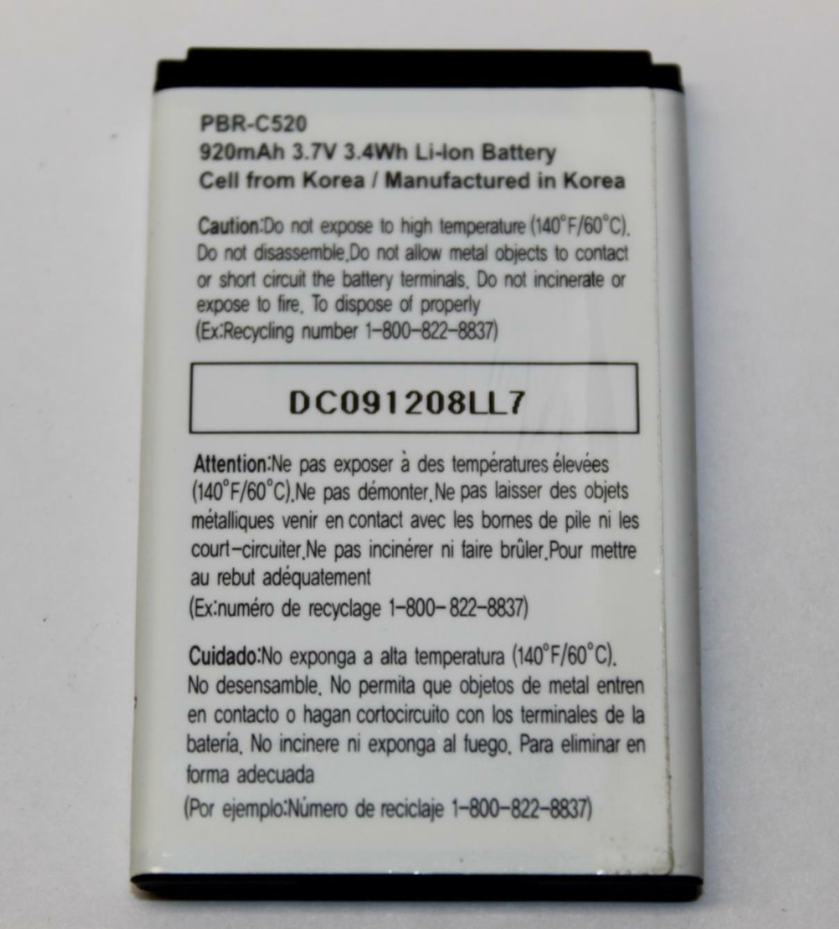 Pantech PBR-C520 920mAh 3.7V 3.4Wh Li-Ion Cellphone Battery for Breeze ...