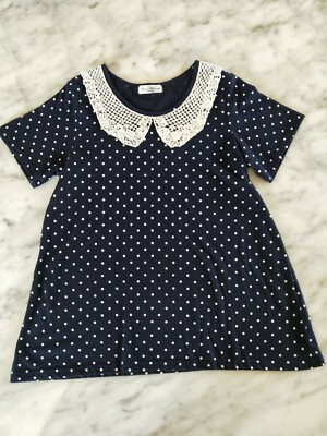 Summer Navy White Spotty Top with Lace Collar Size: 8 (EUC) | eBay ...