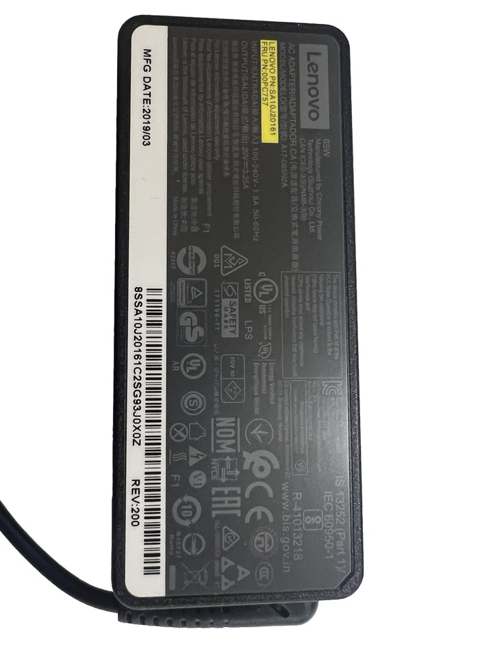Original Lenovo ThinkPad Laptop AC Charger Adapter 65W 20V 3.25A-SQUARE ...
