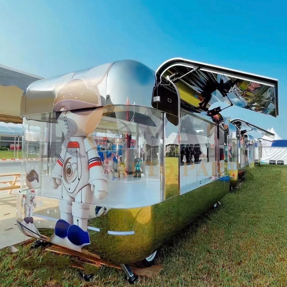 Curved Stainless Steel Customized Enclosed Mobile Concession Food ...