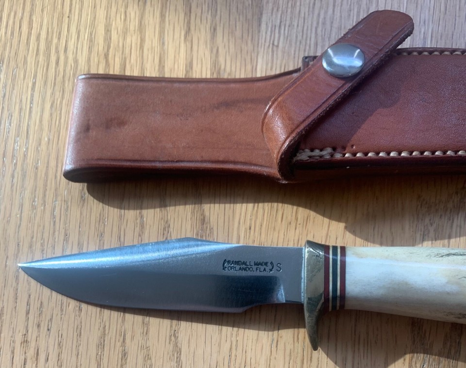 VINTAGE STAG RANDALL MODEL #8- 4" SS KNIFE W/ ROUGHBACK SHEATH LIGHTLY ...