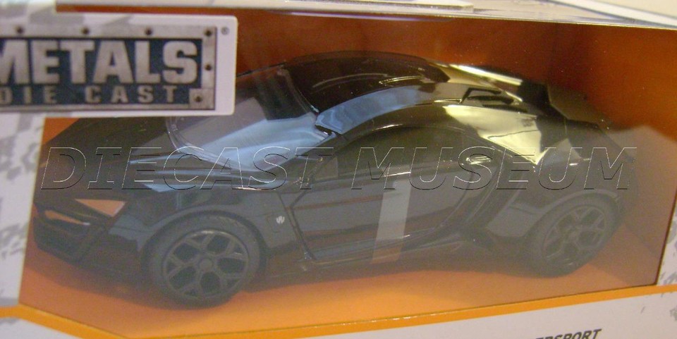LYKAN HYPERSPORT BLACK WITH GOLD HYPER-SPEC 1:32 METALS DIECAST JADA ...