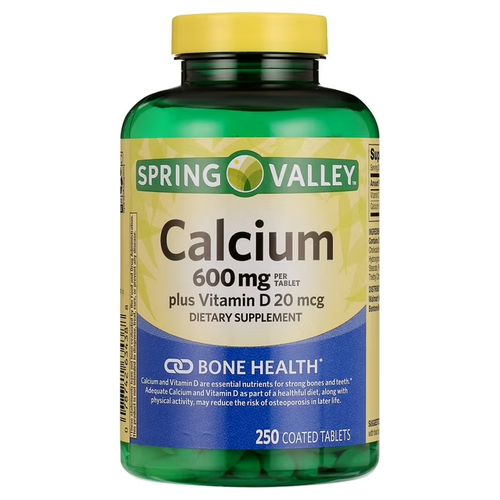 Spring Valley Calcium Supplement 600mg with Vitamin D3 20mcg Bone ...