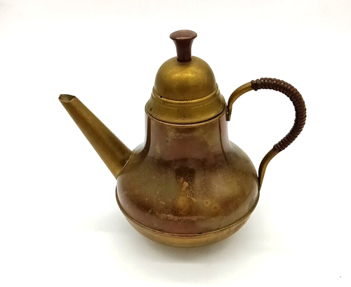 Vintage MCM Danish Holland Copper & Brass Teapot Wrapped Handle | eBay