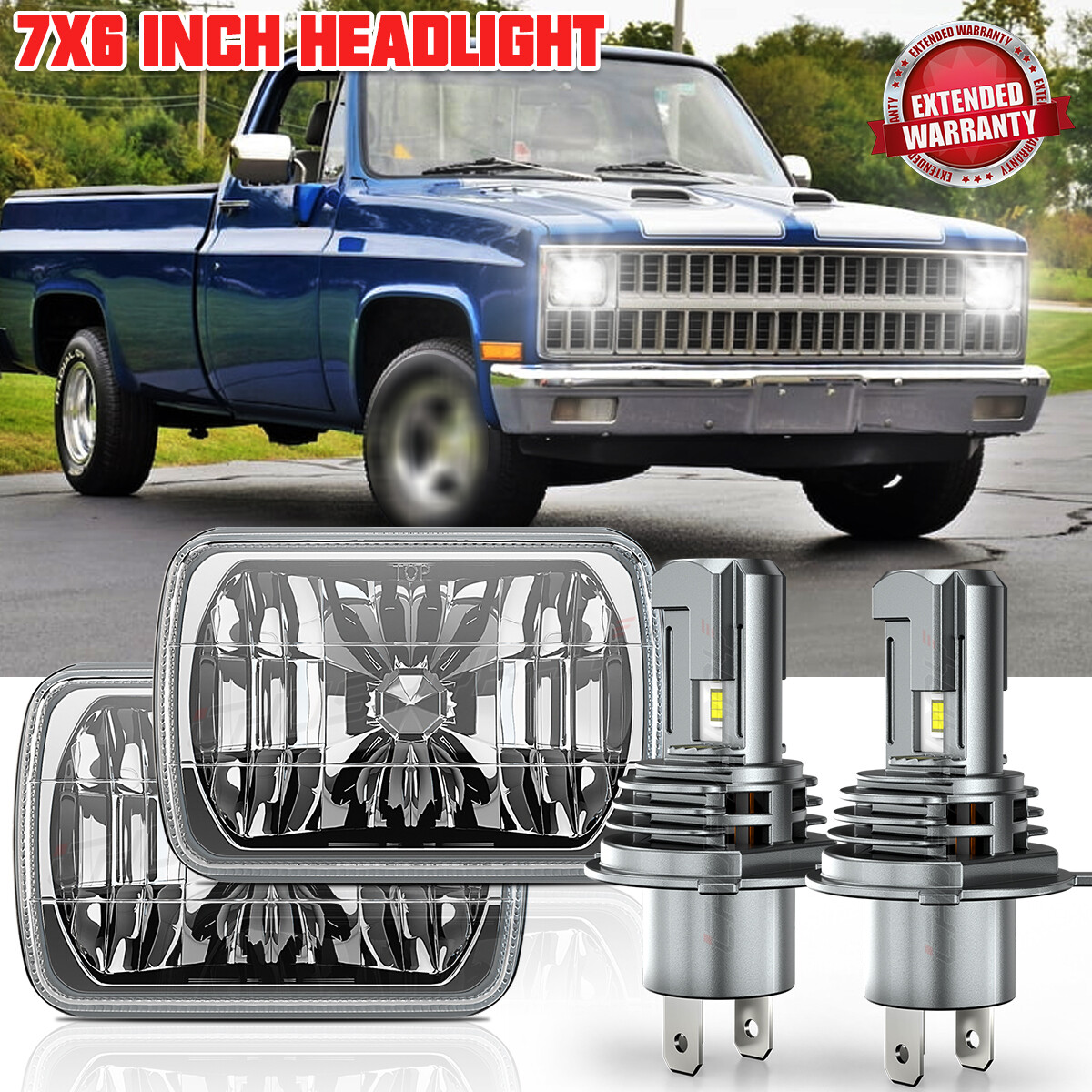 7x6" 5X7 Led Headlight Hi-Lo For Chevy C1500 C2500 1980-86 C10 C20 C30 ...