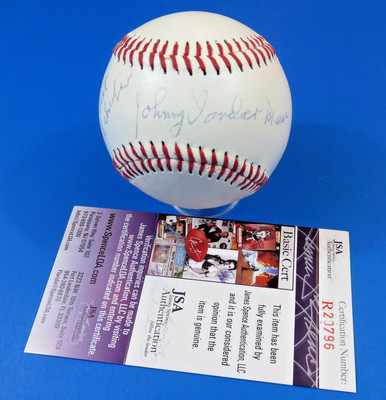 JOHNNY VANDER MEER SIGNED FRANKLIN BASEBALL ~ JSA R20796 ~ Insc "To Pat ...