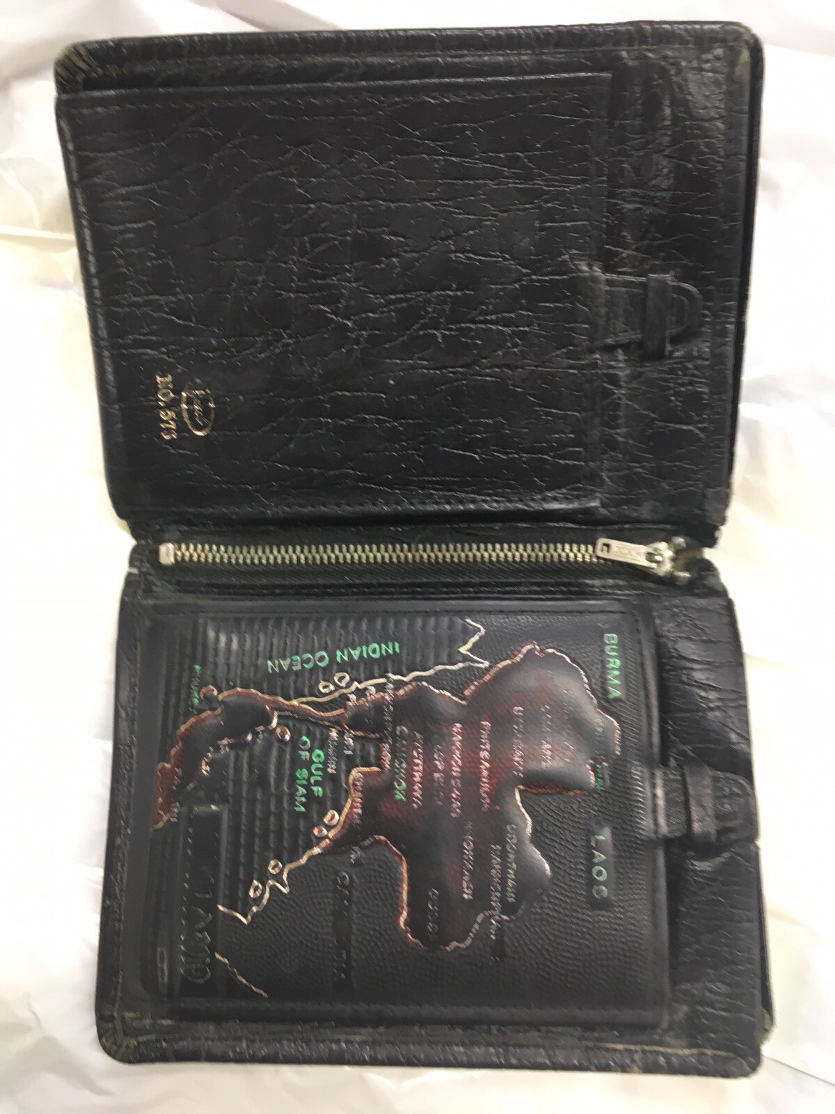 Vintage Thailand Map Elephant Leather Wallet Carried … - Gem