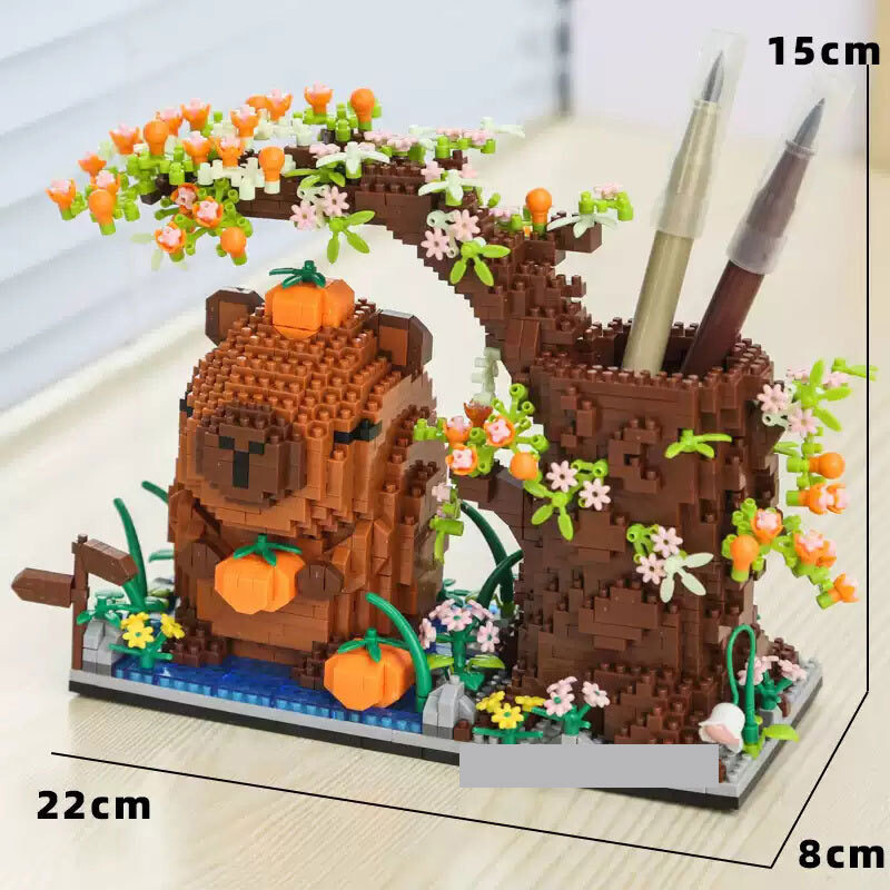 1880 Pcs Capybara Building Block Pen Holder Capybara Mini Brick Figures ...