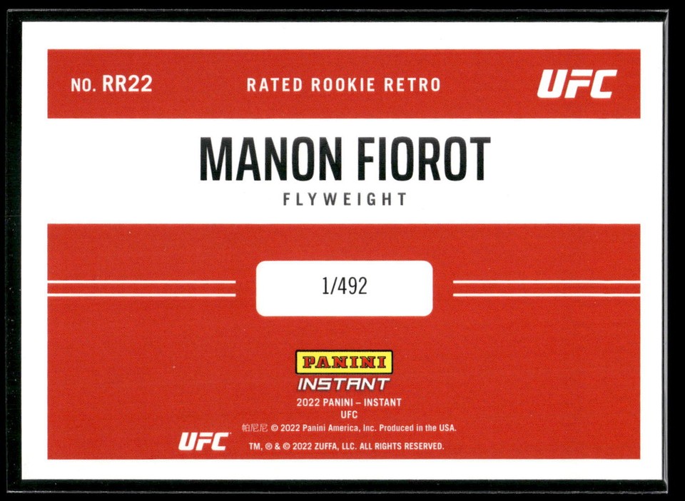2022 Panini Instant UFC Manon Fiorot RATED ROOKIE RETRO 1/492 SP #RR22 ...
