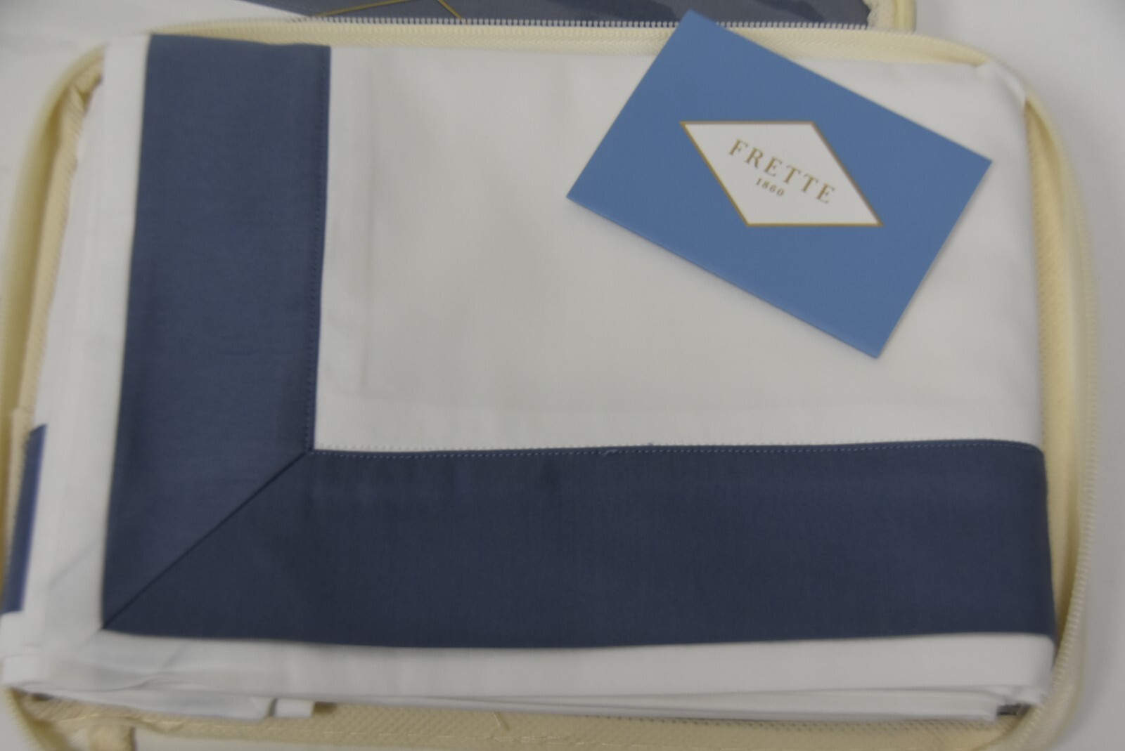 $380 New Frette Flying 2 Pc Set Shams White Milk Gris Blue Sham Borders ...