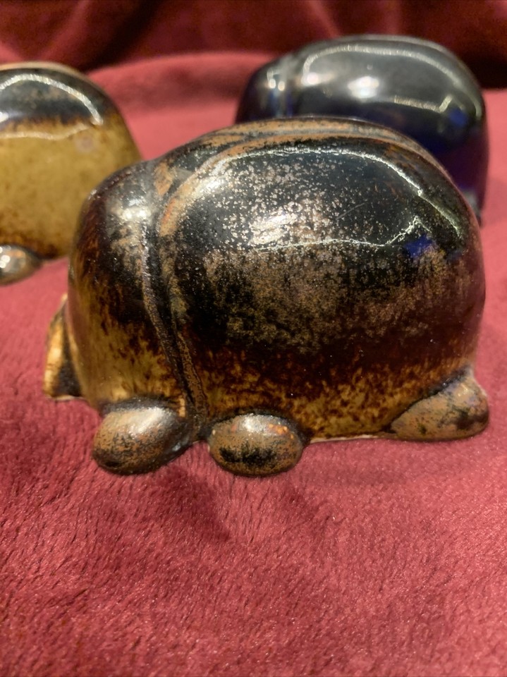 Vintage ARABIA FINLAND POTTERY Beetle Scarab Figurines MCM 1960s Taisto ...