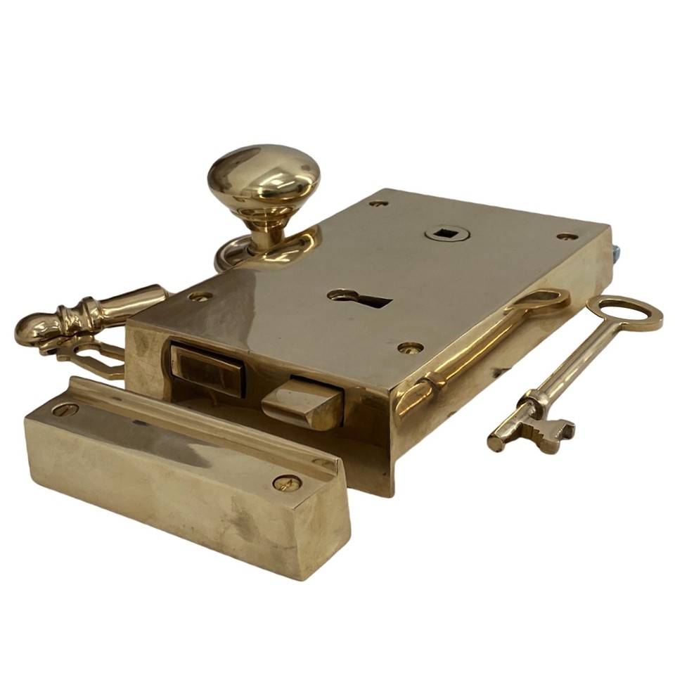 LEFT Hand Colonial Rim Lock in Solid Brass | eBay