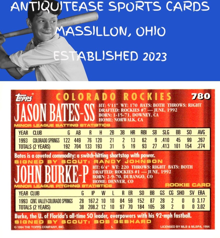 1994 Topps Gold #780 Jason Bates / John Burke | eBay