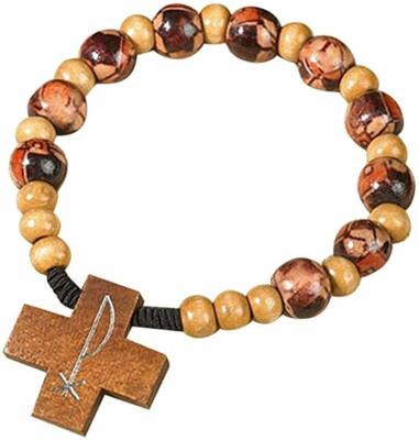 Chi Rho Cross with Painted Beads Rosary Bracelet (RC483) 7" Adjustable ...