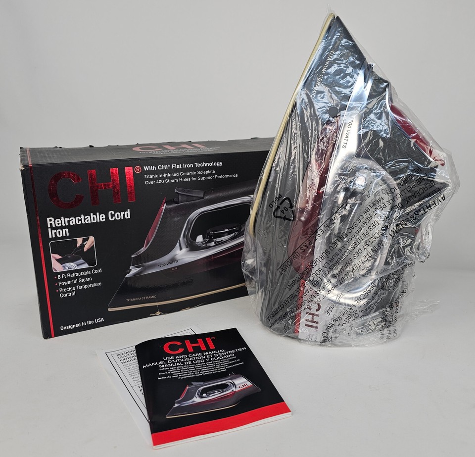 CHI Titanium Infused Ceramic Soleplate Steam Iron With Retractable Cord ...
