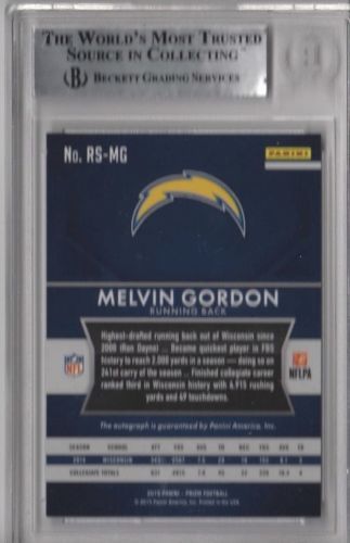 2015 Melvin Gordon Panini Prizm Rookie Autograph Card AU RC LA Chargers ...