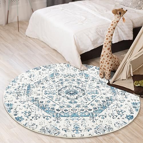 Round Rug Washable Round Area Rug Boho Mandala Circle Rug Non Skid 3ft ...