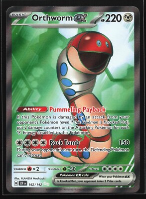 Pokemon Orthworm ex 162/142 Stellar Crown Ultra Rare Full Art Holo NM ...