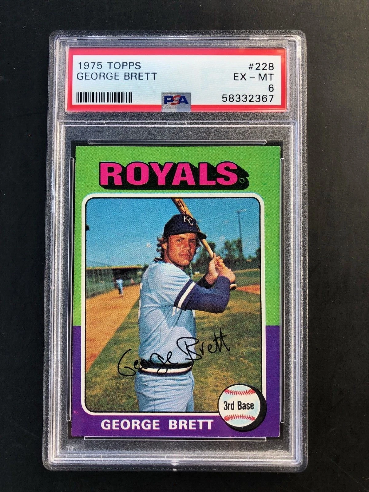 1975 TOPPS #228 GEORGE BRETT Rookie Card RC PSA 6 EX-MT HOF(NEW LABEL ...