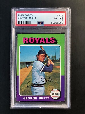 1975 TOPPS #228 GEORGE BRETT Rookie Card RC PSA 6 EX-MT HOF(NEW LABEL ...