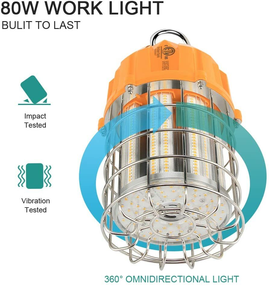 LED Temporary Work Light 80W 11200LM High Bay Portable Construction ...